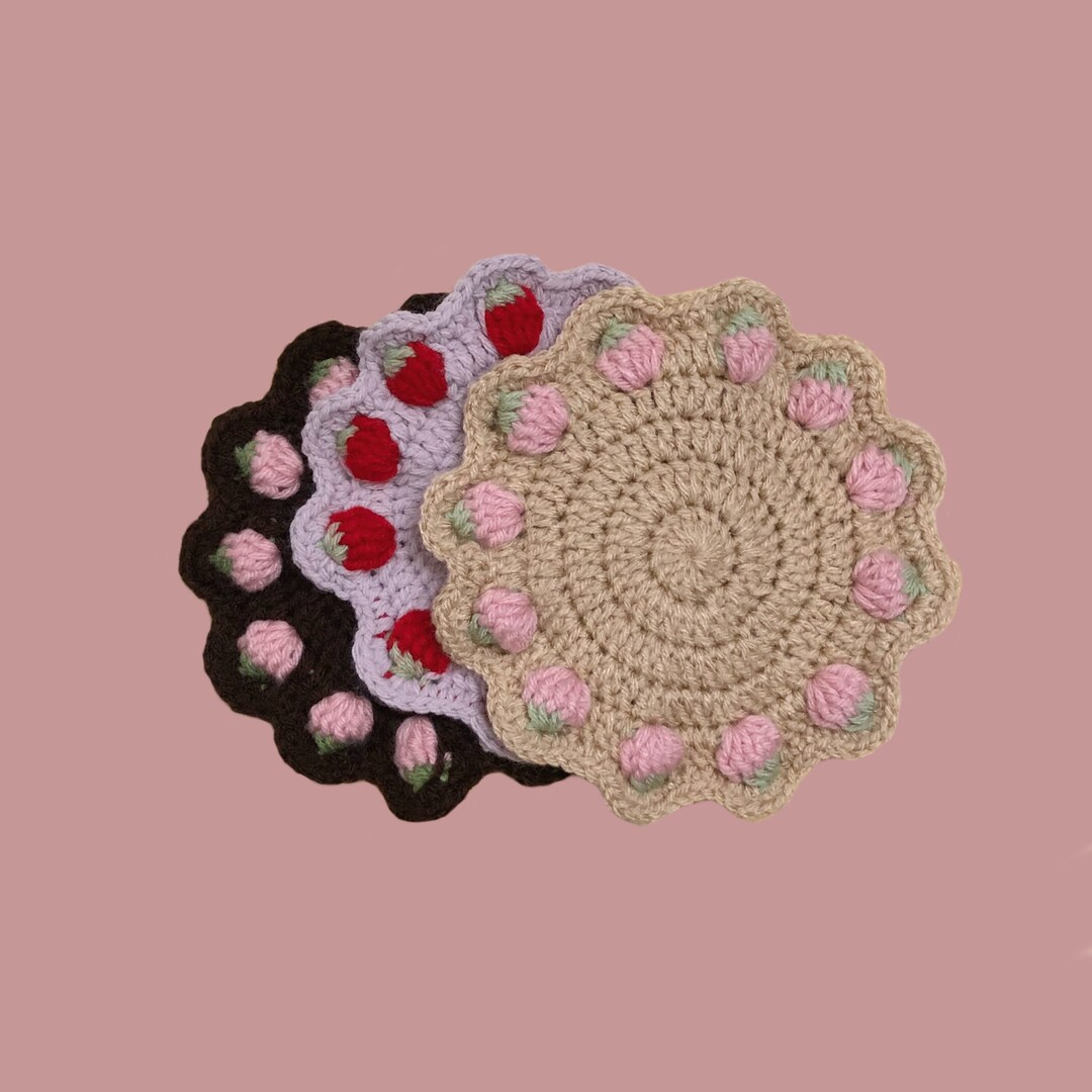 Strawberry Coaster - Etsy