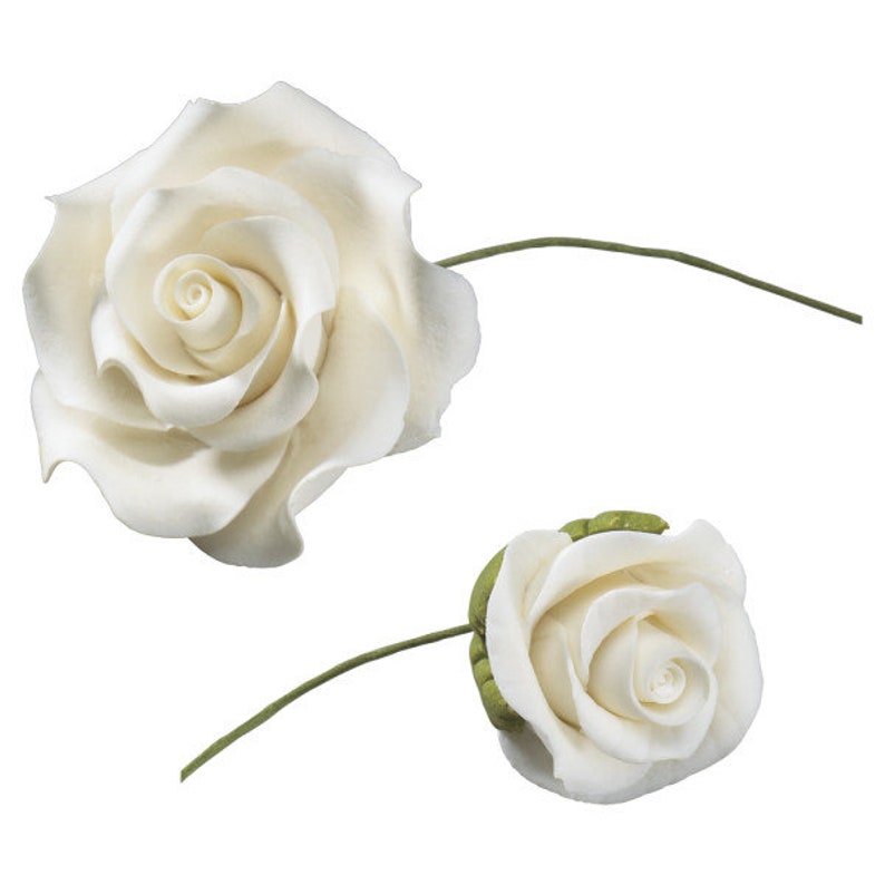White Roses Gum Paste Flowers (set of 2 Flowers) - Etsy