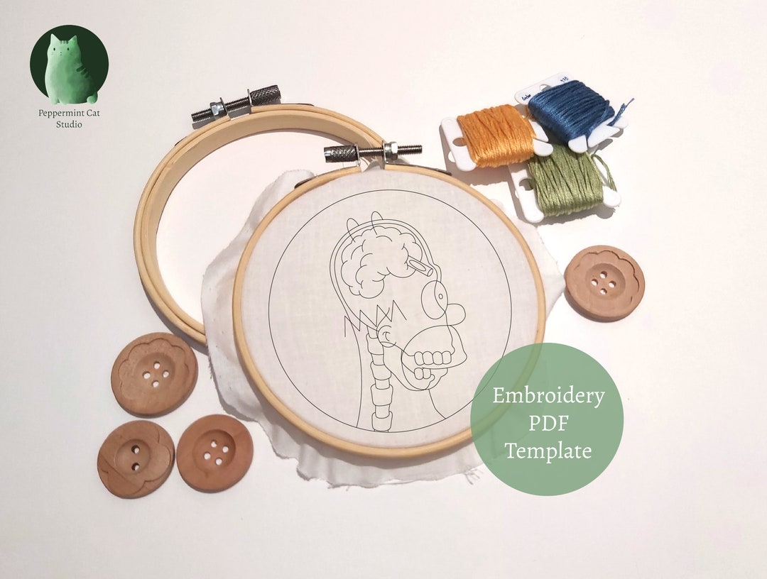 Homer Brain Crayon Template || Homer Simpson Embroidery Pattern PDF ...