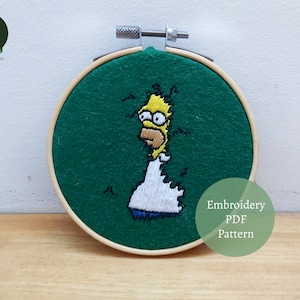 Homer in the Bushes Hand Embroidery Pattern || Homer Simpson Embroidery ...