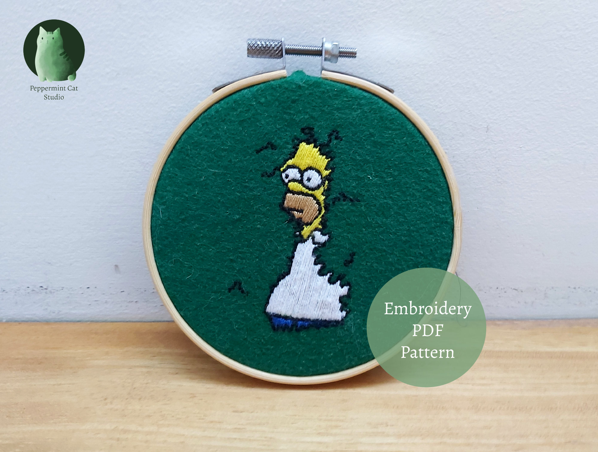 Homer in the Bushes Hand Embroidery Pattern || Homer Simpson Embroidery ...