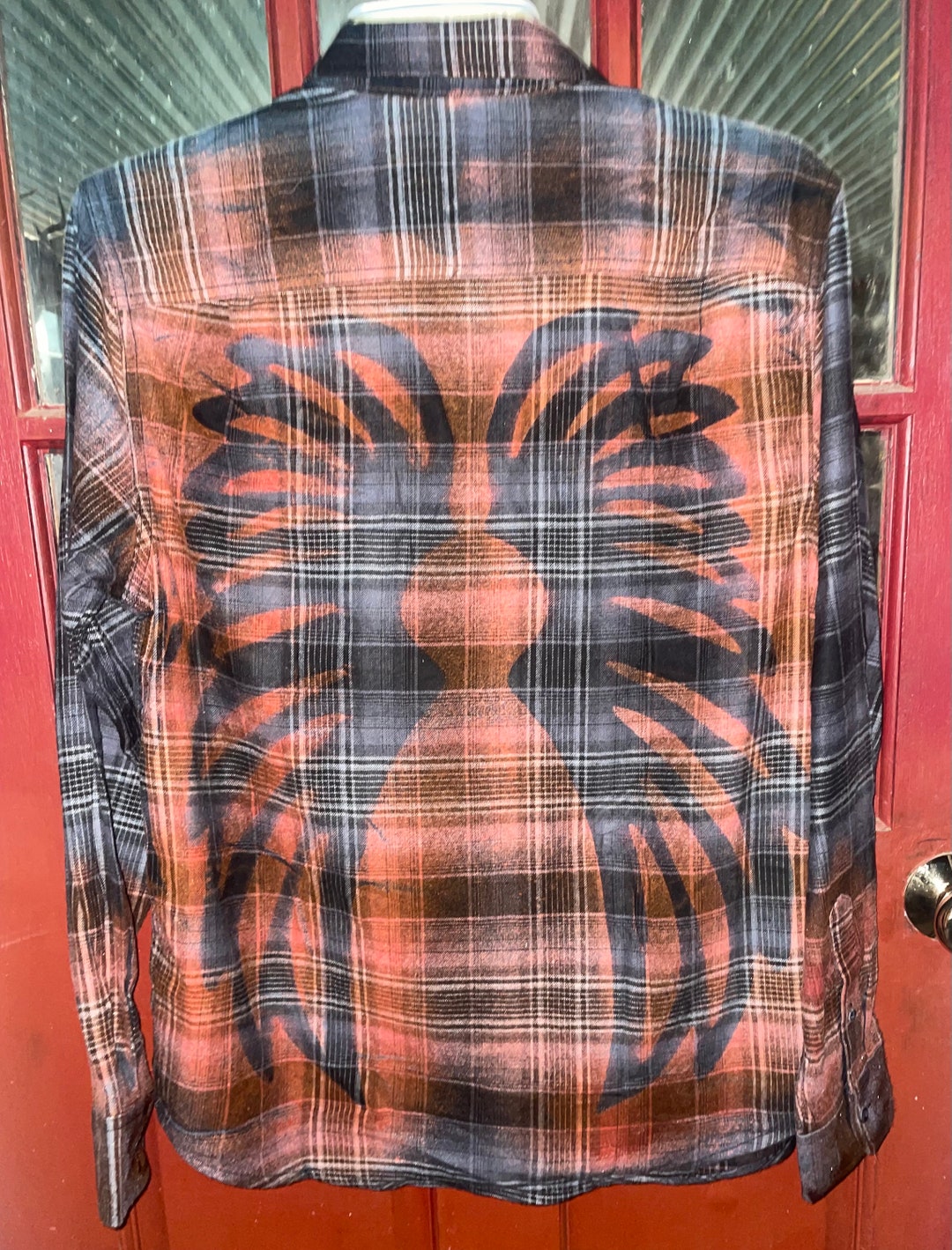 Bleached Flannel, Angel Wings on the Back of a Flannel Shirt, Angel Top ...