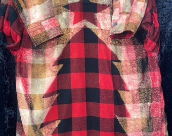 Christmas Tree Flannel, Bleached Shirt,holiday,wear,festival Shirt ...