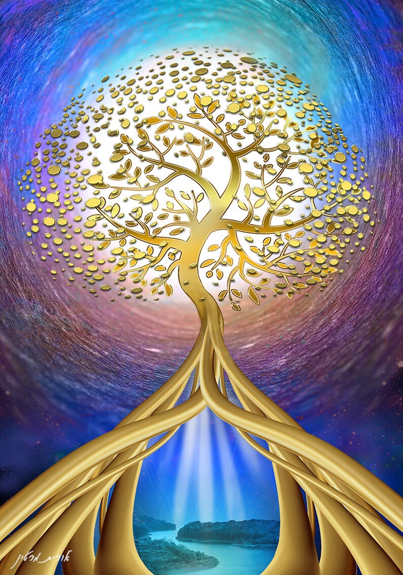 Tree of Life Wall Art 2, a Painting Inspired by Kabbalah, Jewish ...