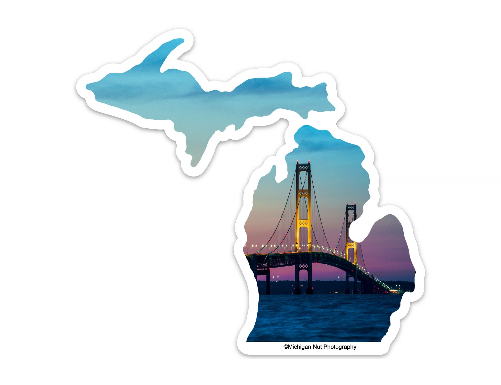 Michigan Sticker Mackinac Bridge Waterproof Vinyl Sticker - Etsy
