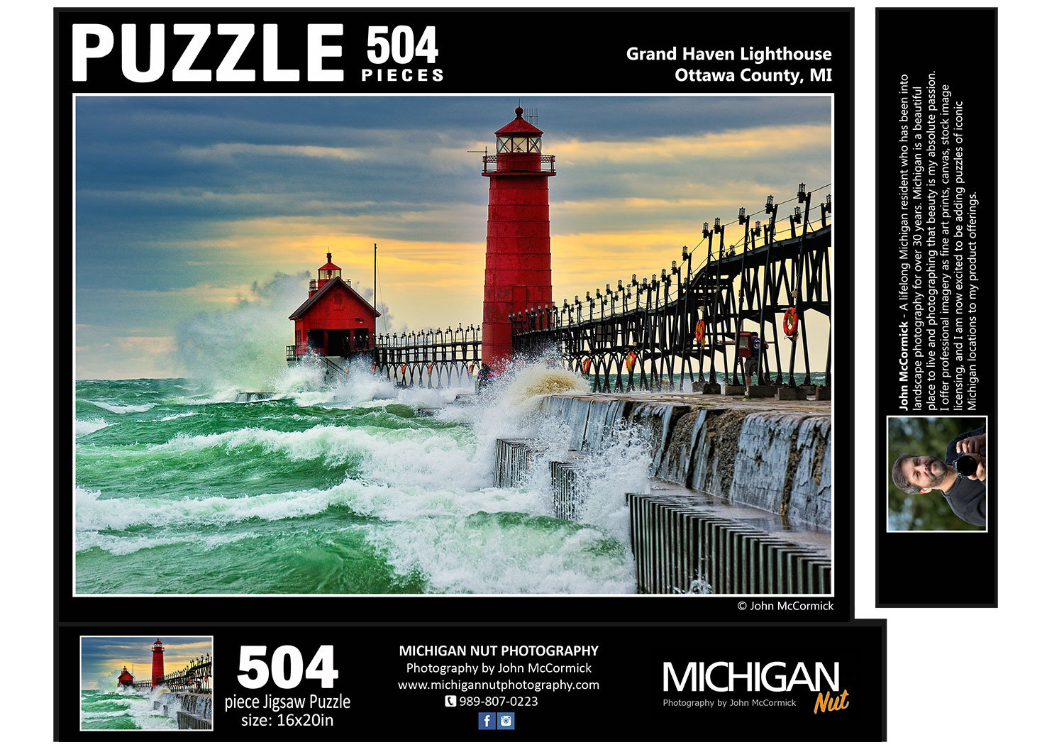 Michigan Puzzle Grand Haven Lighthouse 504 Piece Puzzle by Michigan Nut ...