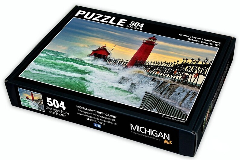 Michigan Puzzle Grand Haven Lighthouse 504 Piece Puzzle by Michigan Nut ...