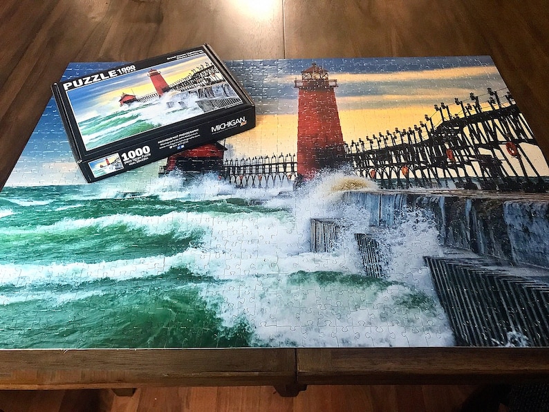Michigan Puzzle Grand Haven Lighthouse 1000 Piece Puzzle by Michigan ...