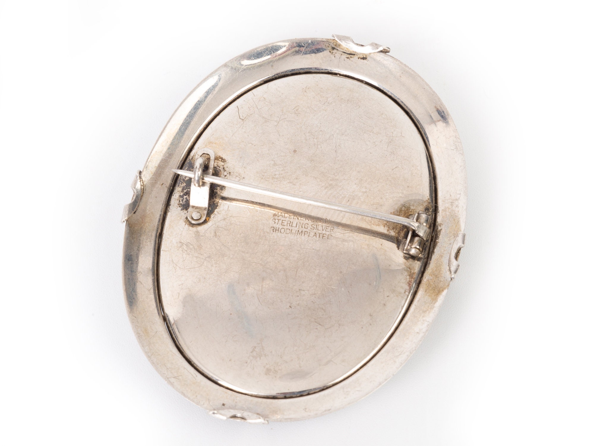 Antique Mourning PHOTO Frame BROOCH Sterling Silver With Rhodium ...