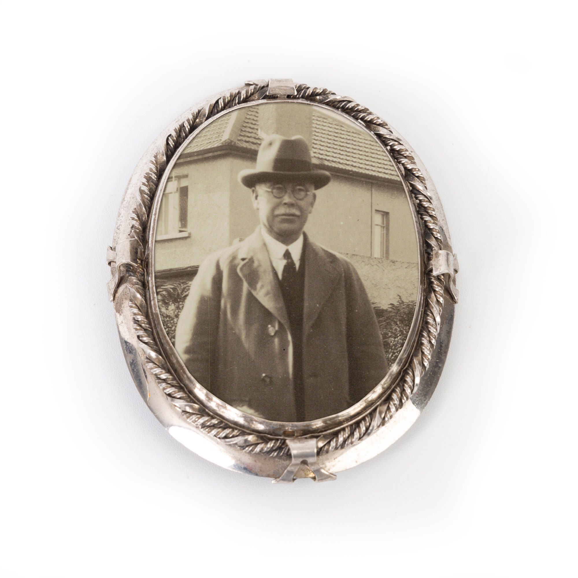 Antique Mourning PHOTO Frame BROOCH Sterling Silver With Rhodium ...