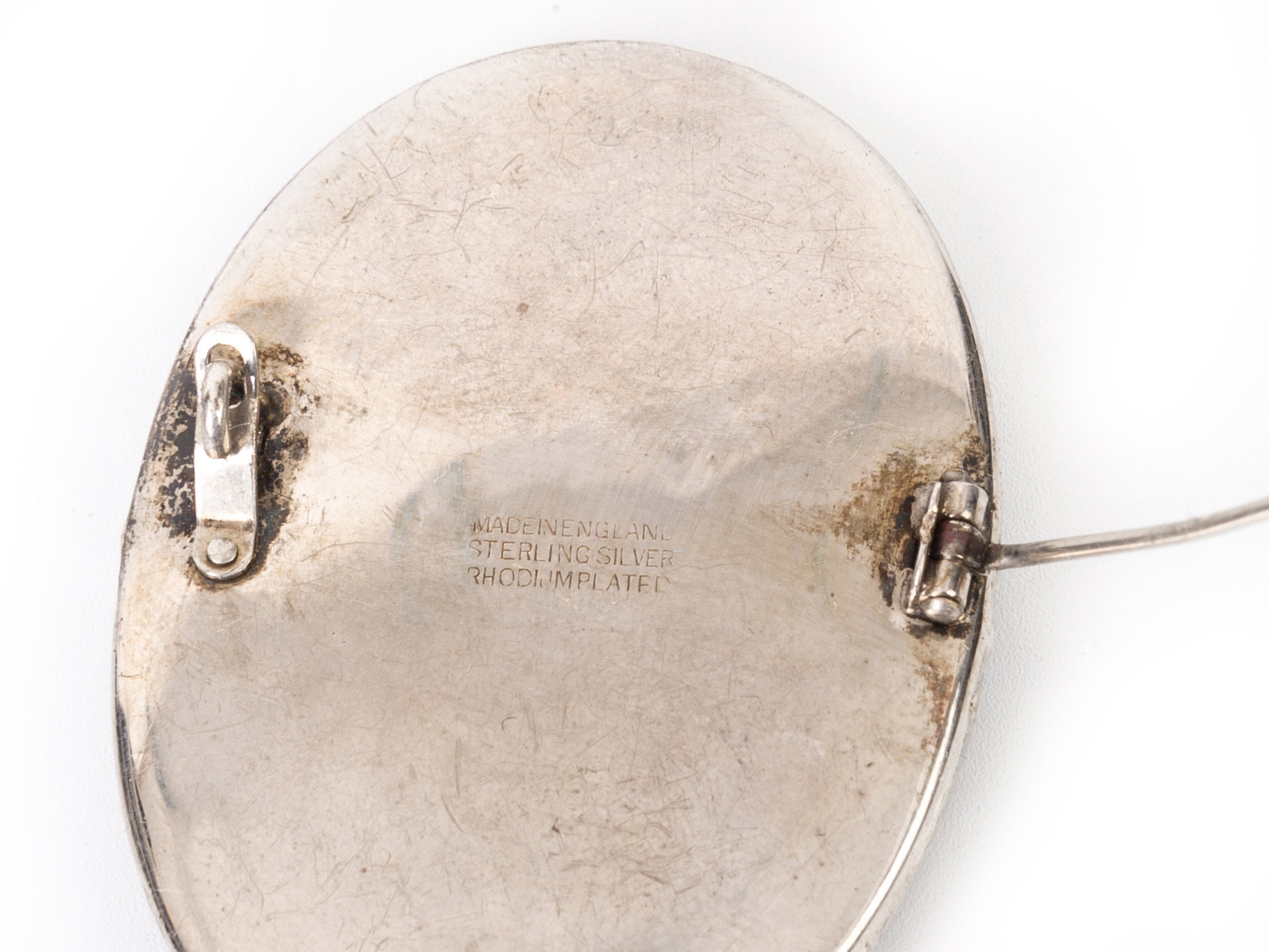 Antique Mourning PHOTO Frame BROOCH Sterling Silver With Rhodium ...