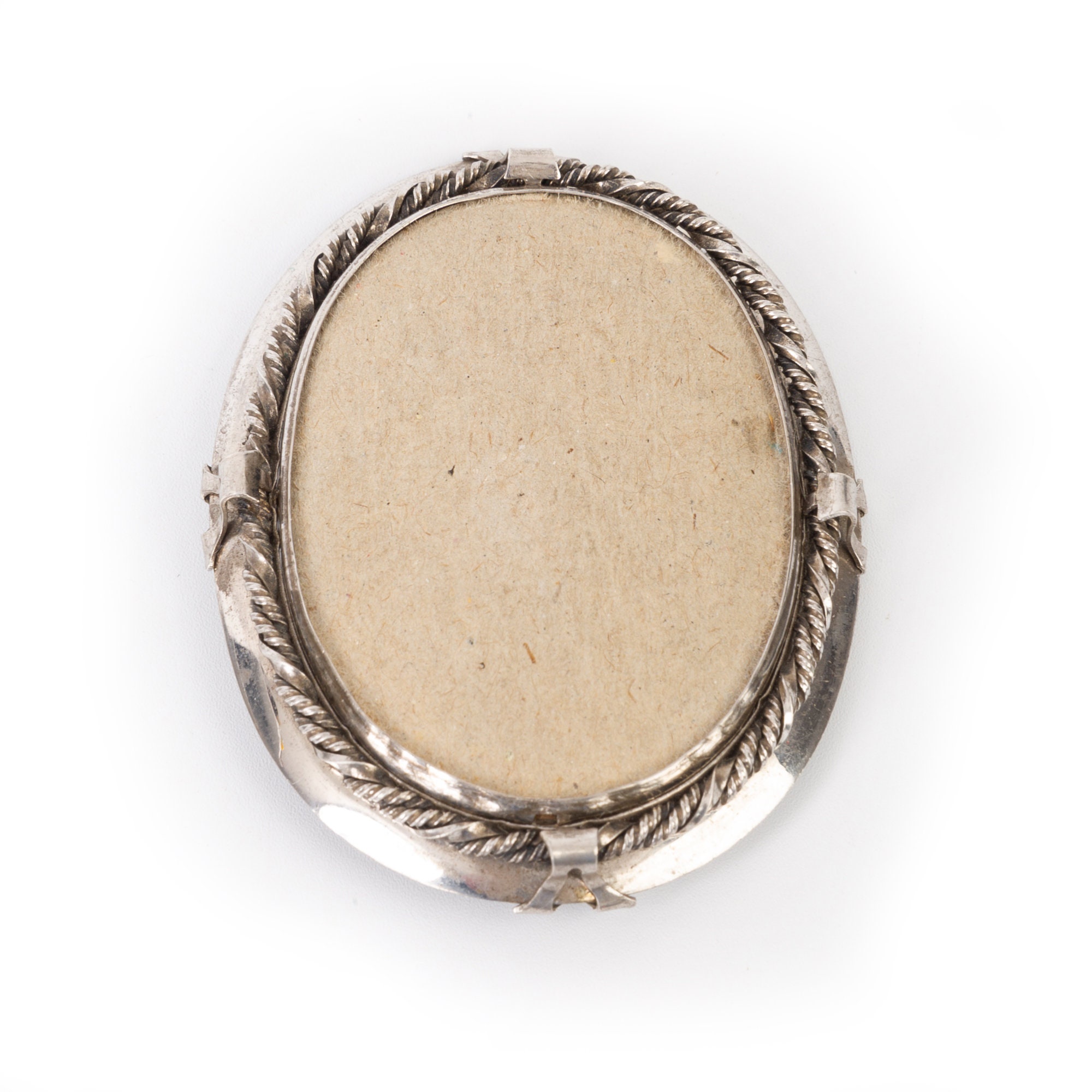 Antique Mourning PHOTO Frame BROOCH Sterling Silver With Rhodium ...