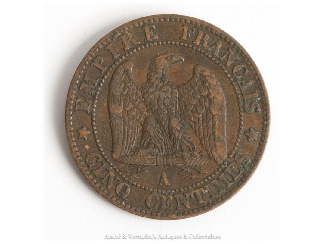 1853 French Cinq 5 Centimes Coin A Paris Mint Copper Antique - Etsy