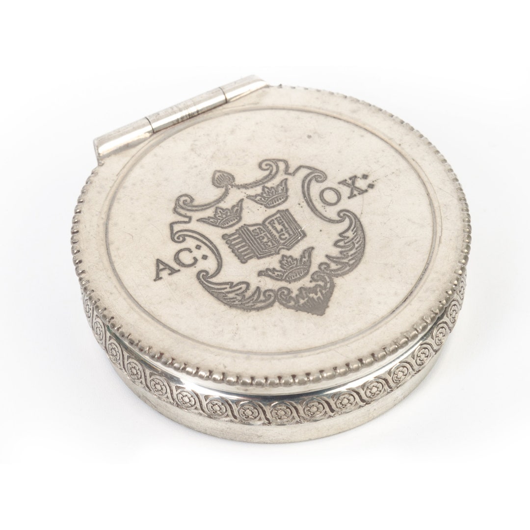 Vintage Pewter Snuff Box / Pill Case OXFORD College AC: OX Crest Coat ...