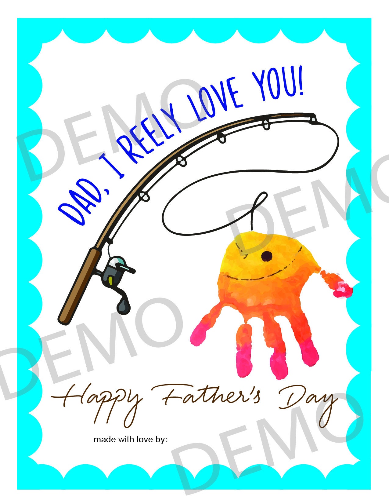 Printable Dad Fishing Handprint Craft - Etsy