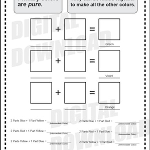 Color Wheel Art Worksheet - Etsy