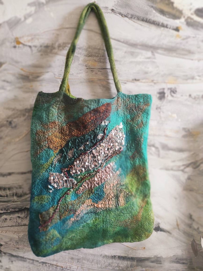 Large Nuno Felted Wool Tote Bag With Matching Hat - Etsy