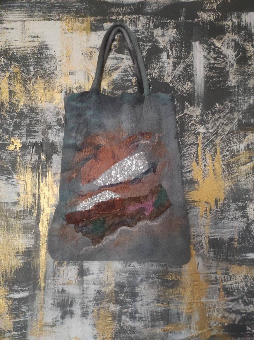 Large Nuno Felted Wool Tote Bag With Matching Hat - Etsy