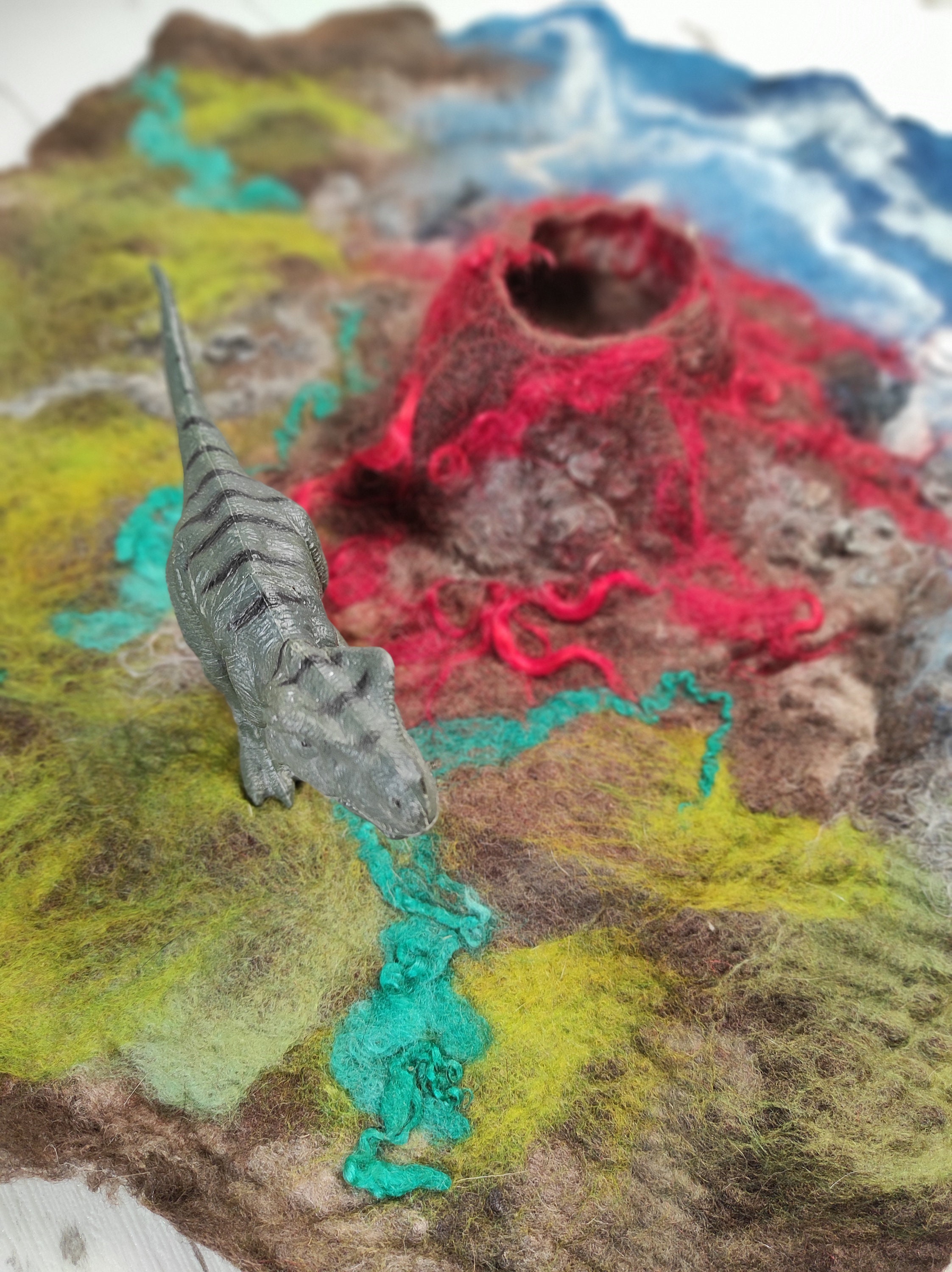 Felt Volcano Playmat With T-rex – Handmade Wool Waldorf Dinosaur Toy - Etsy