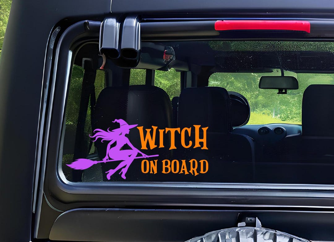 Witch on Board Decal - Funny Car Sticker - Halloween Witch Vinyl Decal ...