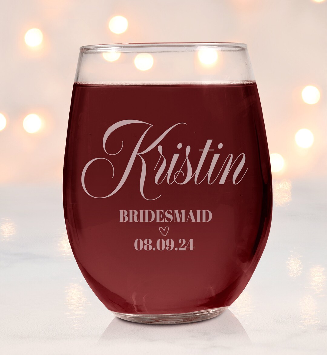 Bridesmaid Wine Glasses, Custom Wine Glasses, Bridesmaid Gift ...