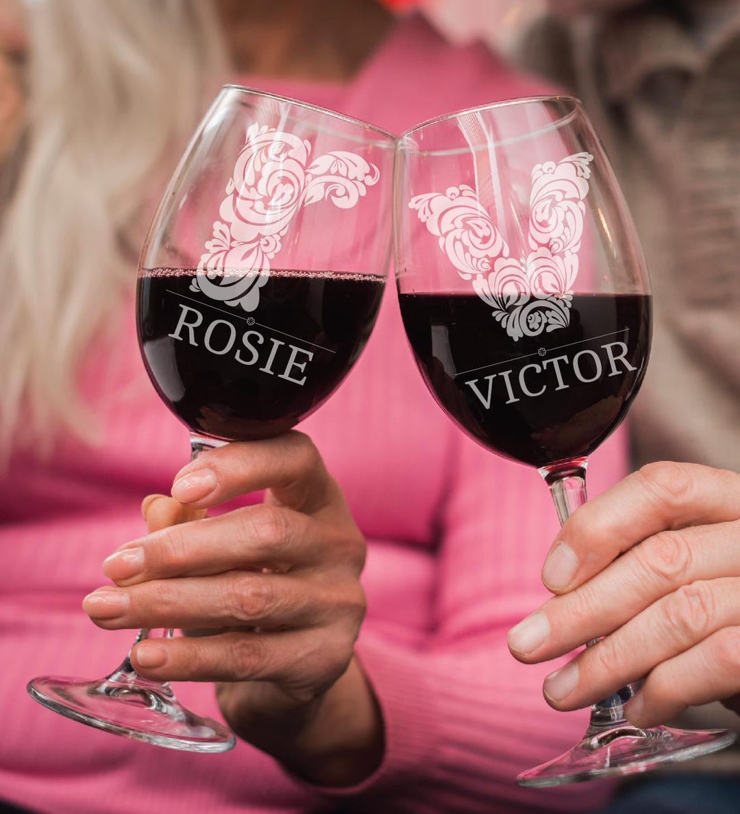 Custom Engraved Wine Glasses, Personalized Stemmed Wine Glass, Monogram ...