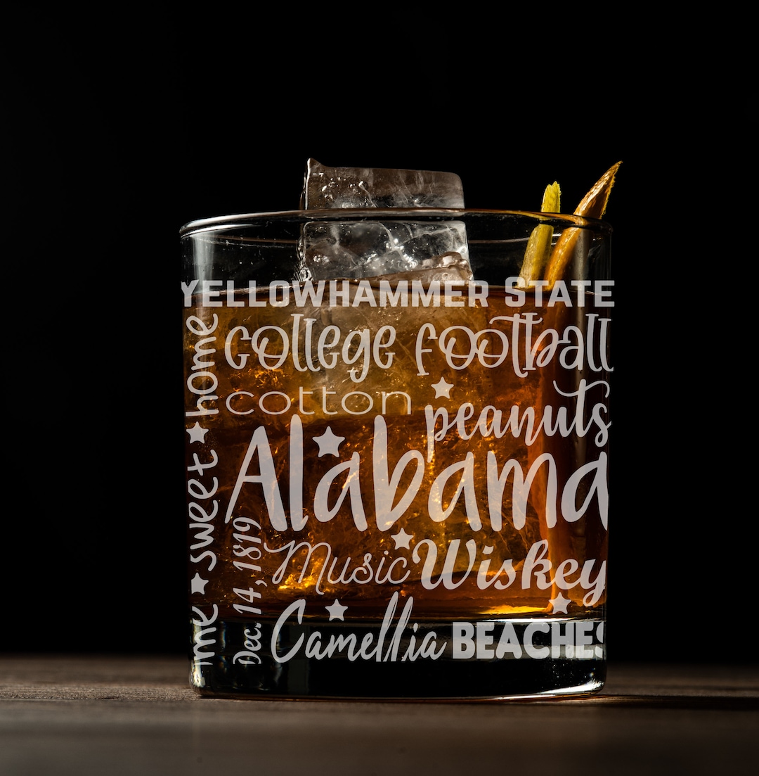 Personalized Alabama Whiskey Glass: Engraved State Map Rocks Glass - Etsy