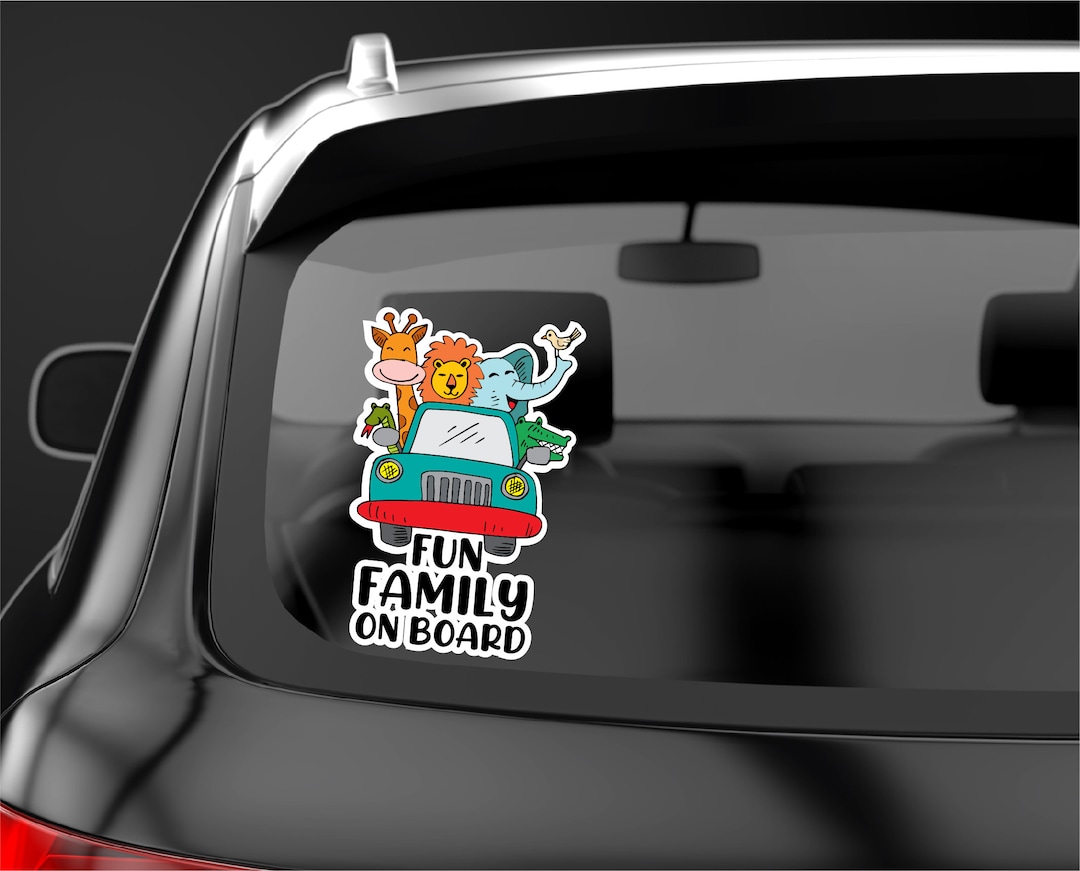 Family on Board Car Sticker, Funny Animals Window Decal - Etsy