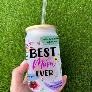 Best Mom Frosted Can, Frosted Glass Can, 13oz Tumbler - Etsy