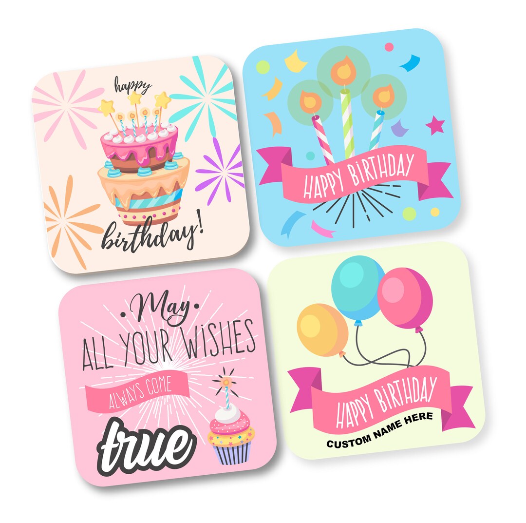 Happy Birthday Coasters, Birthday Gift, Custom Name Coasters - Etsy