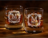 Monogram Engraved Whiskey Glass Whiskey Engraved Glass Old - Etsy