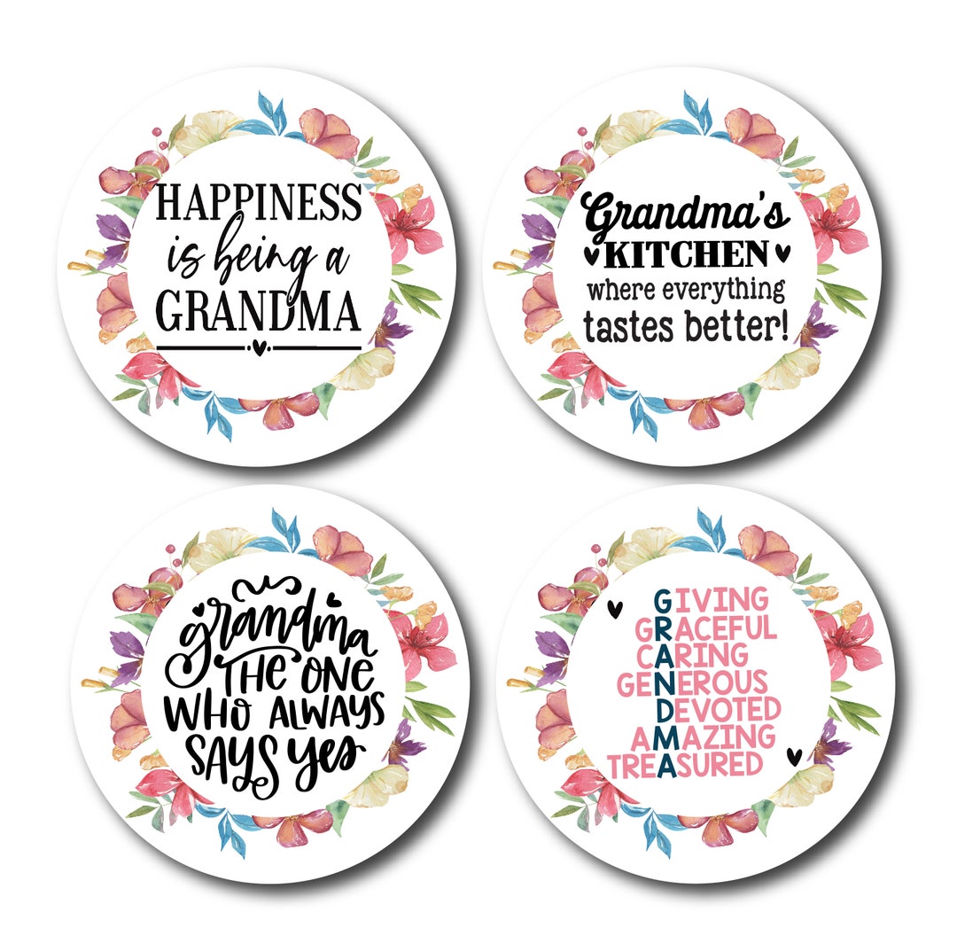 Custom Grandma Coasters, Mother’s Day Gift, 4pcs or 6pcs Set, Birthday ...