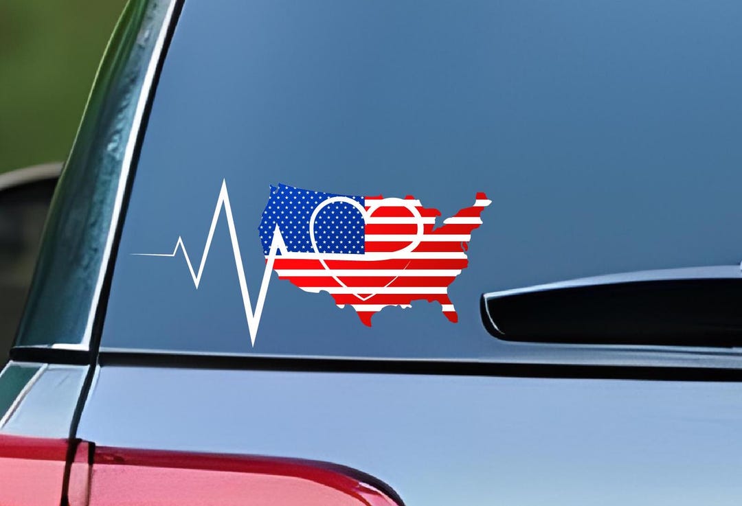 USA Heartbeat Car Decal, Bumper Sticker for Her Gift for Him, Your ...