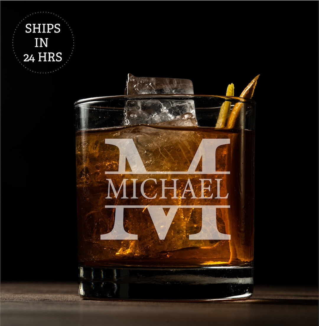 Monogram Glass, Custom Name Engraved Whiskey Glass - Etsy