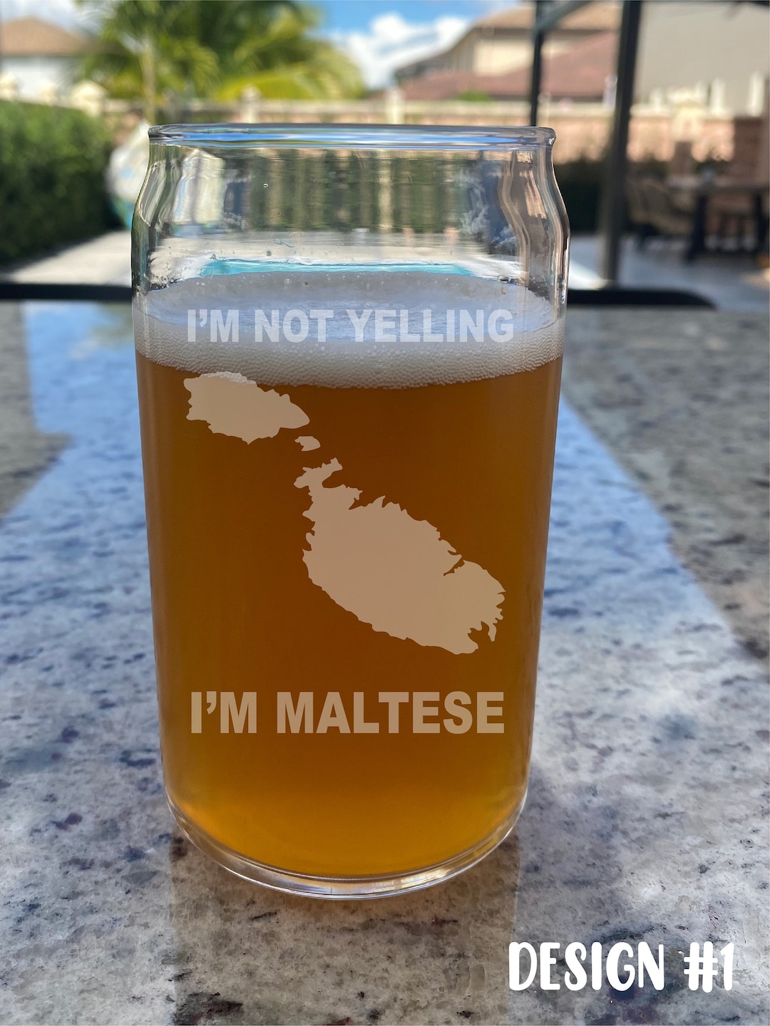 Malta Map Beer Glass: Custom Engraved 16oz Can Glass - Etsy