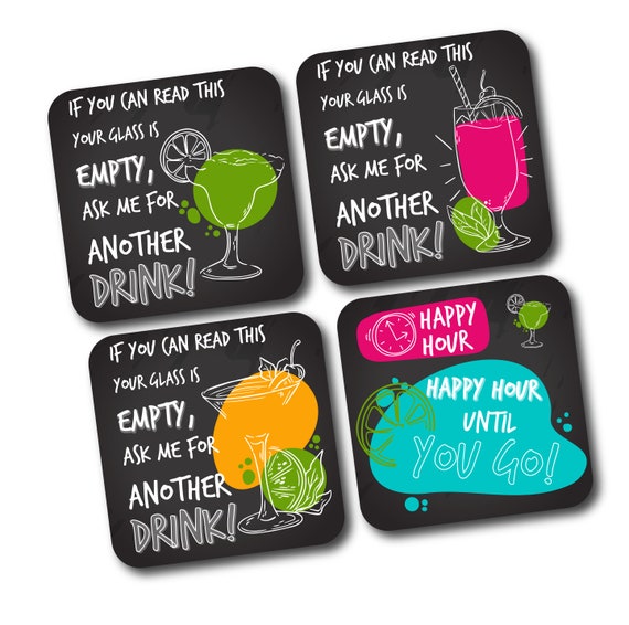 Happy Hour Custom Coasters Funny Christmas Gift Margarita - Etsy