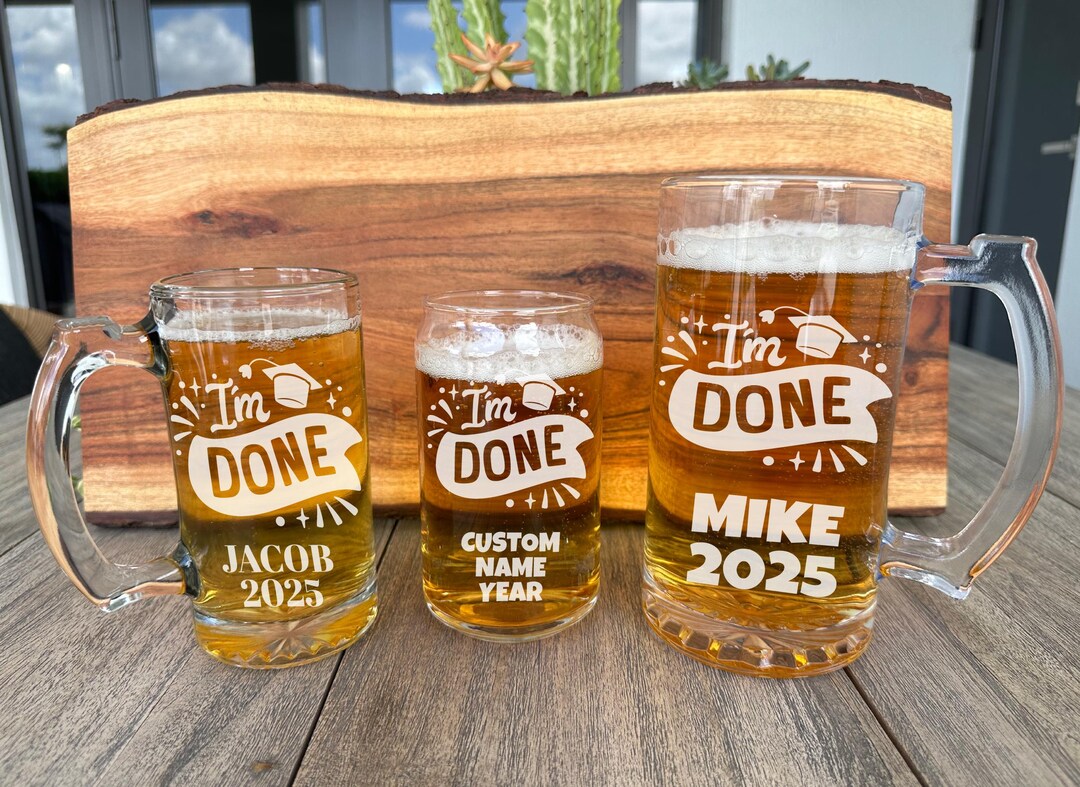 Graduation Beer Can Glasses, Personalized Graduation Wine Glass ...