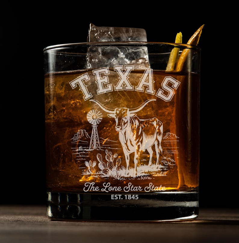 Engraved Texas State Glass, Personalized Beer, Whiskey & Wine Glassware ...