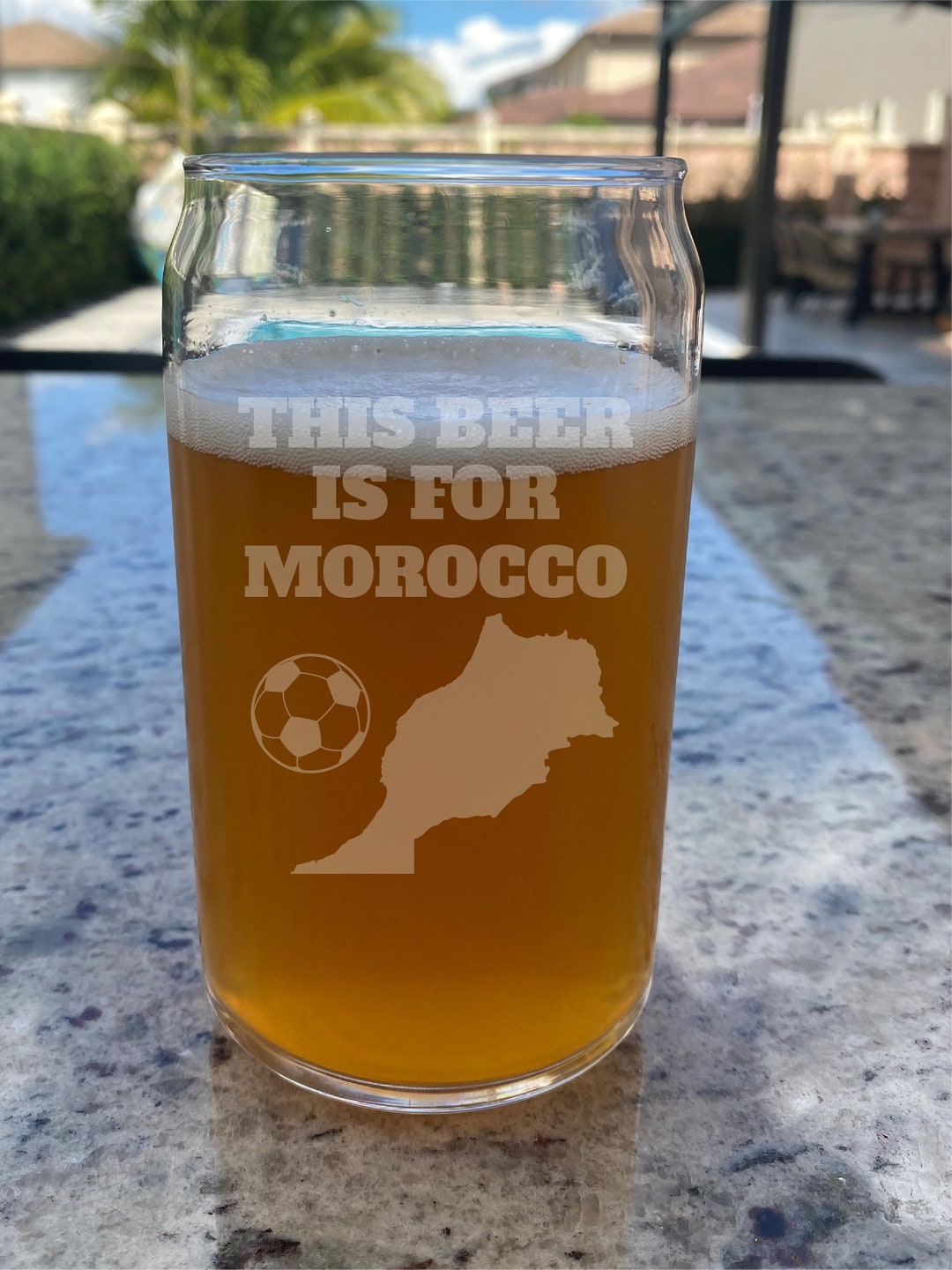 Custom Morocco Map Beer Can Glass: Engraved 16oz Travel Gift - Etsy