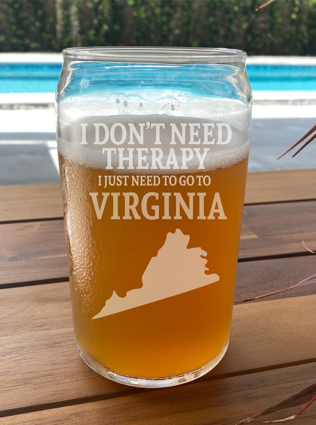 Virginia State Map Beer Glass, Virginia State Engraved Glass, Virginia ...