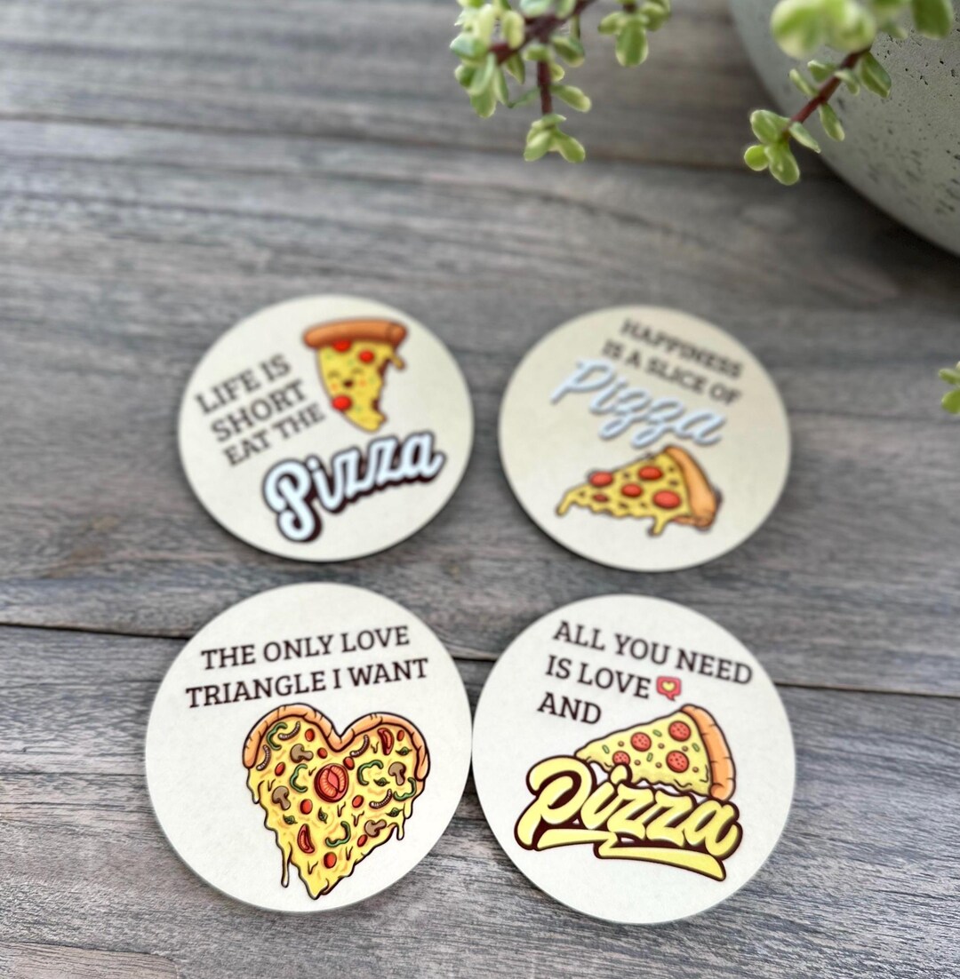 Pizza Coasters for Drinks, Birthday Gift, Movie Night Food, Birthday ...