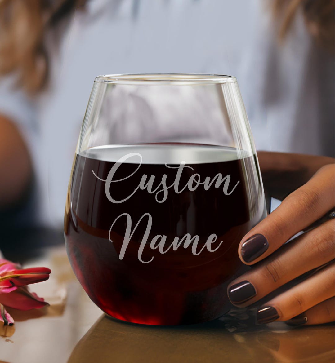 Personalized Name Wine Glass, Engraved Text Glass, Wine Glasses, Etched ...