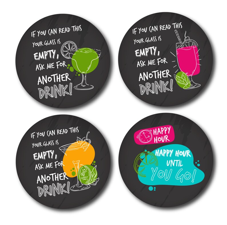 Happy Hour Custom Coasters Funny Christmas Gift Margarita - Etsy