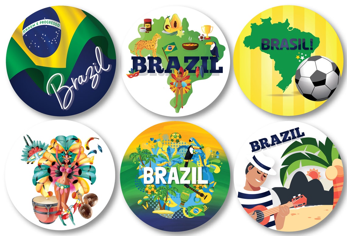 Brazil Flag Coasters, Brasil Map Coasters for Table, Carnaval Birthday ...