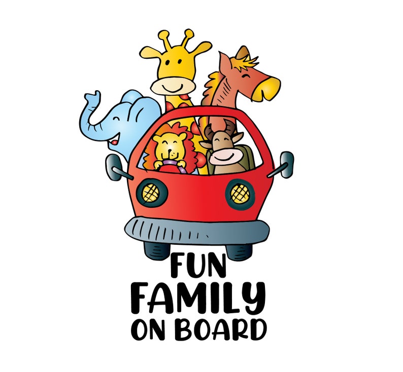 Family on Board Car Sticker, Funny Animals Window Decal - Etsy