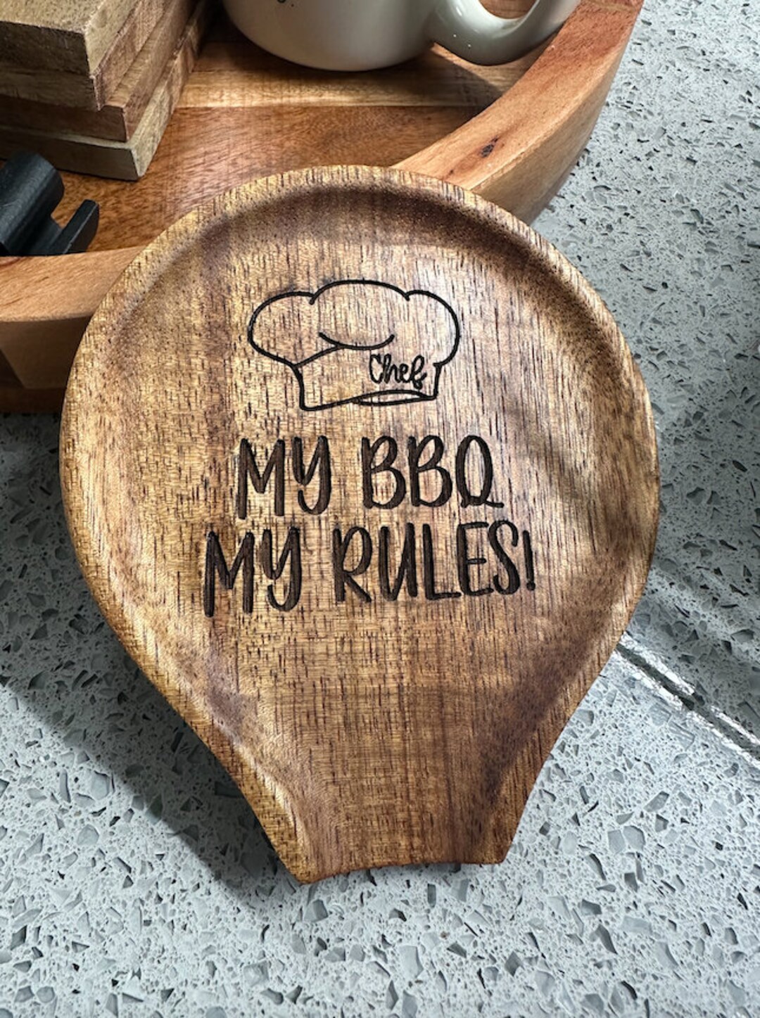 Personalized Wood Spoon Rest, Wooden Spoon Rest, Custom Engraved Spoon ...