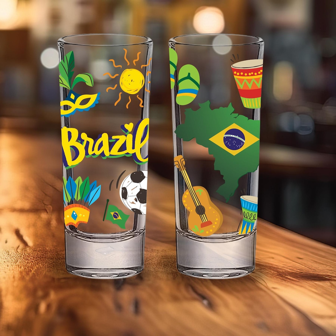 Brazil Shot Glasses – Brazil Tequila Glass Set – Personalized Brazil ...