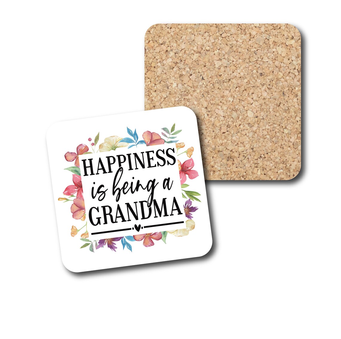 Custom Grandma Coasters, Floral MDF Drink Coaster Set - Etsy