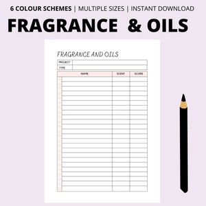Printable Fragrance and Oil Tracking Sheet, DIY Candle Maker, Soap ...