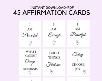 45 Positive Affirmation Card Deck, Vision Board Printables, Cards for ...